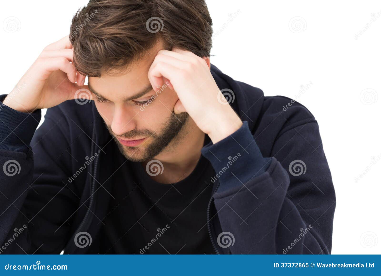 Closeup of a Stressed Handsome Young Man Stock Image - Image of white ...