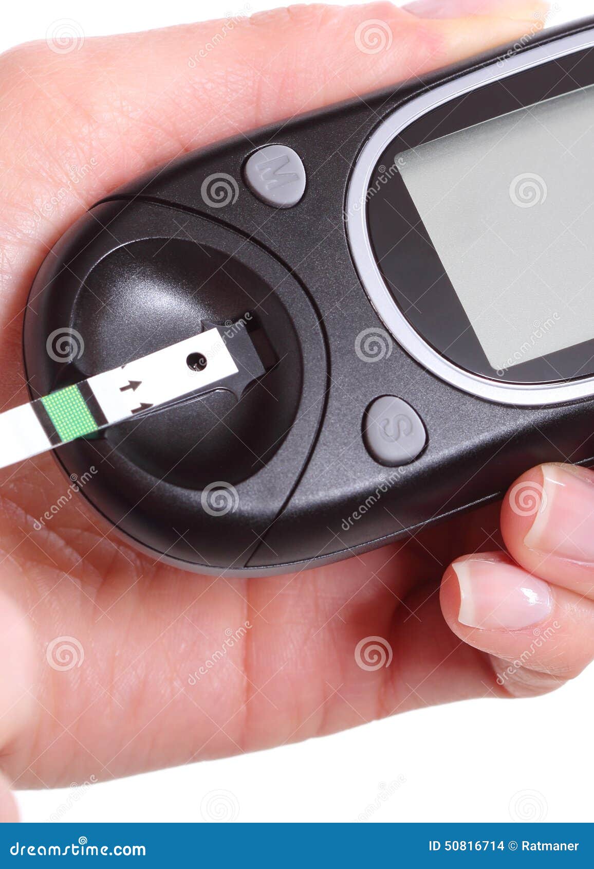 Closeup of Strip for Glucose Testing and Glucose Meter Stock Photo ...