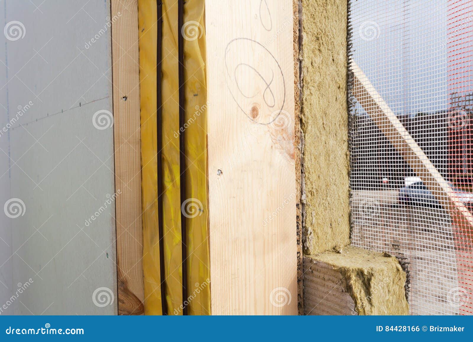 Closeup of Structural Insulated Panels with Mineral Rockwool Insulation ...