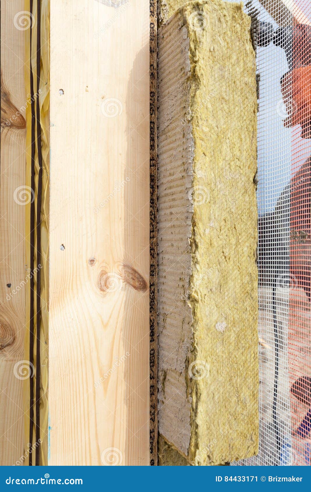 Closeup of Structural Insulated Panels with Mineral Rockwool Insulation ...