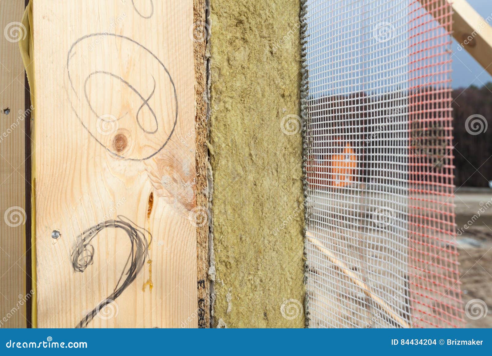 Closeup of Structural Insulated Panels with Mineral Rockwool Insulation ...