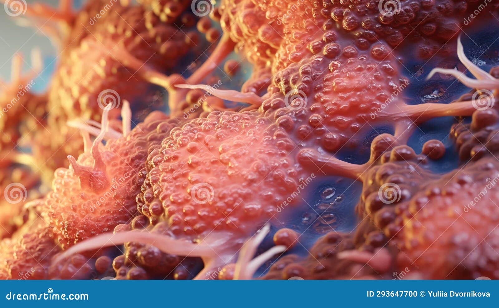 Closeup of Structure of Microbiotic Flora of Human Body. Microscopic ...