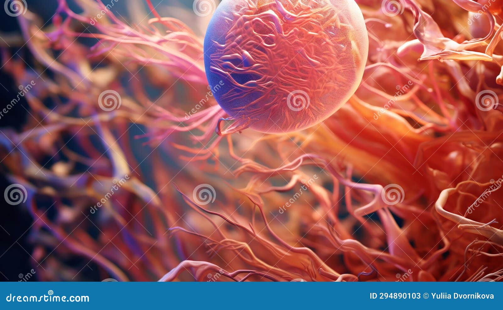 Closeup of Structure of Microbiotic Flora of Human Body. Microscopic ...