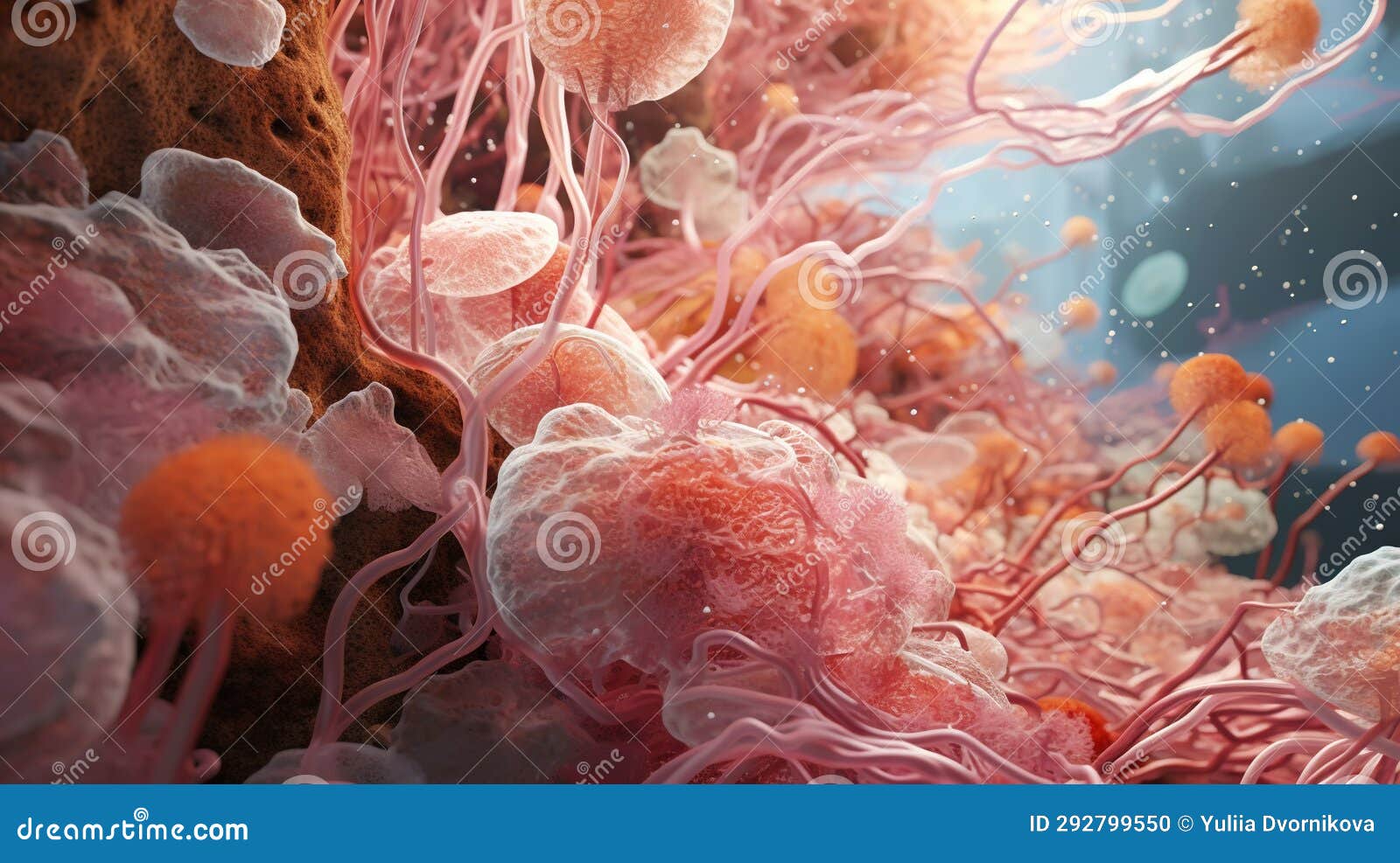 Closeup of Structure of Microbiotic Flora of Human Body. Microscopic ...