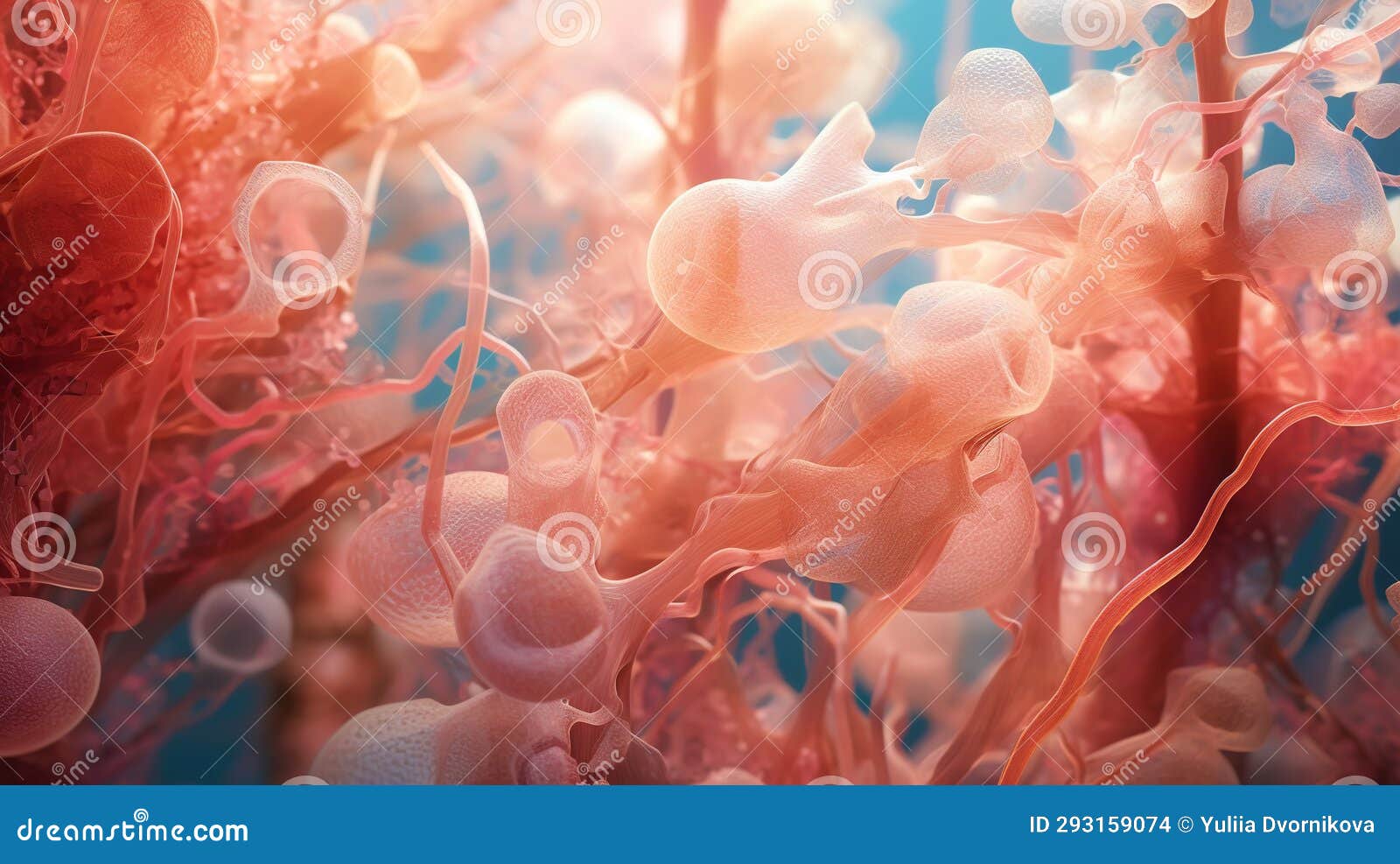 Closeup of Structure of Microbiotic Flora of Human Body. Microscopic ...