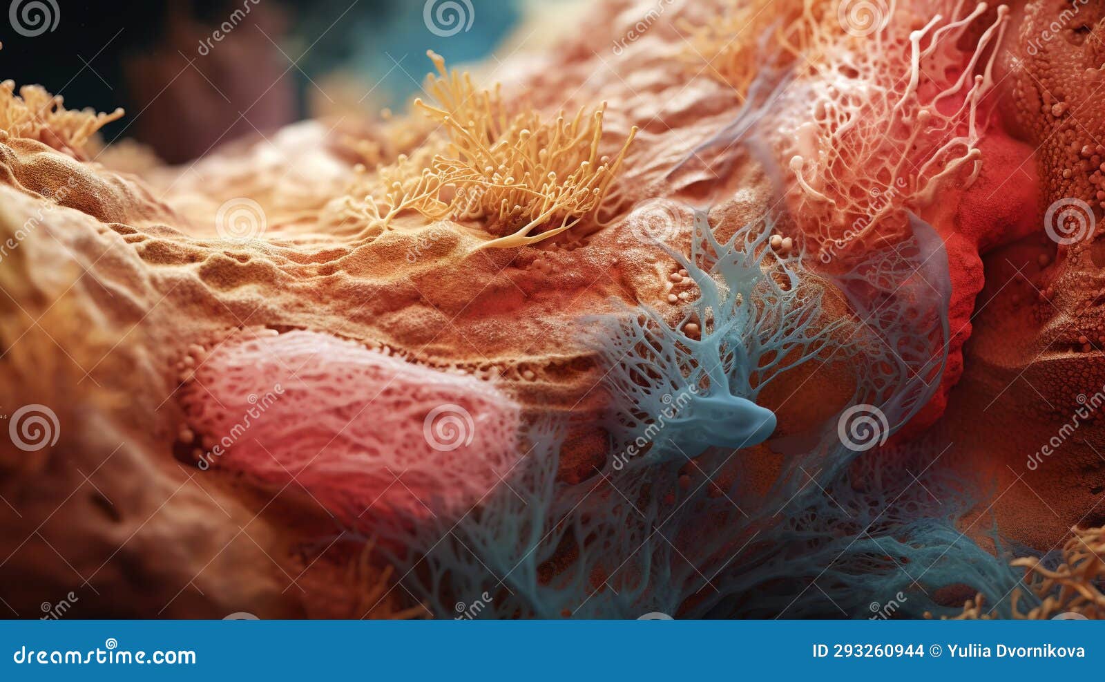Closeup of Structure of Microbiotic Flora of Human Body. Microscopic ...