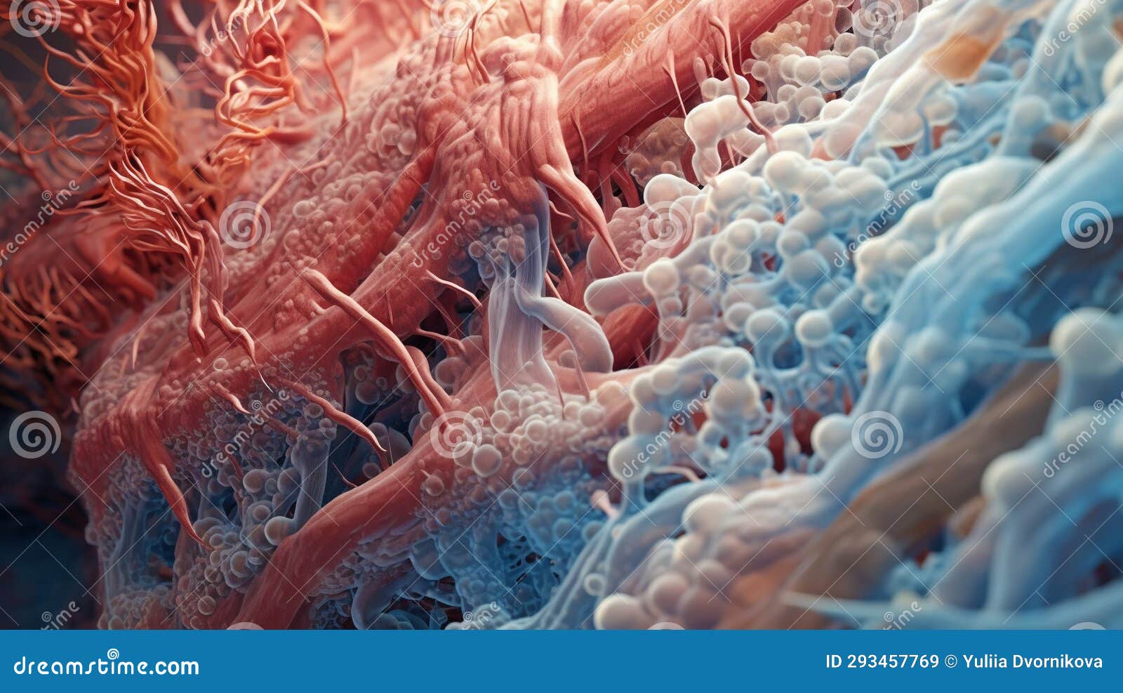 Closeup of Structure of Microbiotic Flora of Human Body. Microscopic ...