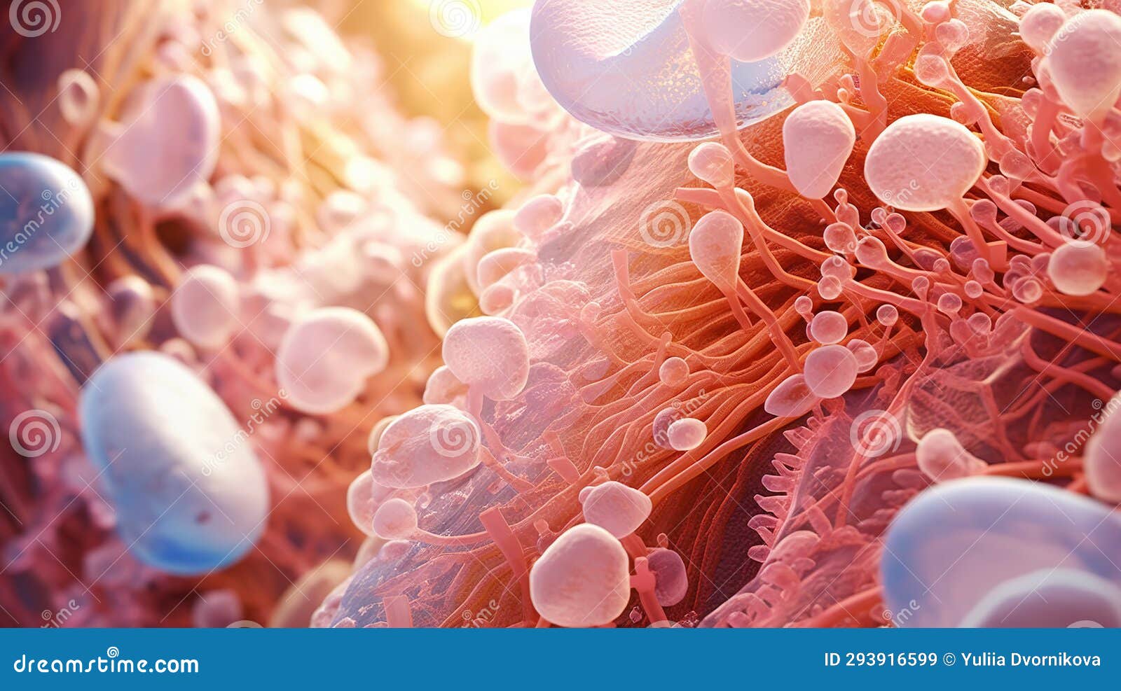 Closeup of Structure of Microbiotic Flora of Human Body. Microscopic ...