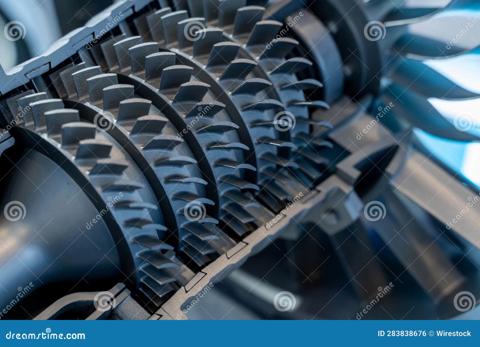 Closeup of the Structure of the Modern Turbofan Engine Interior. Stock ...