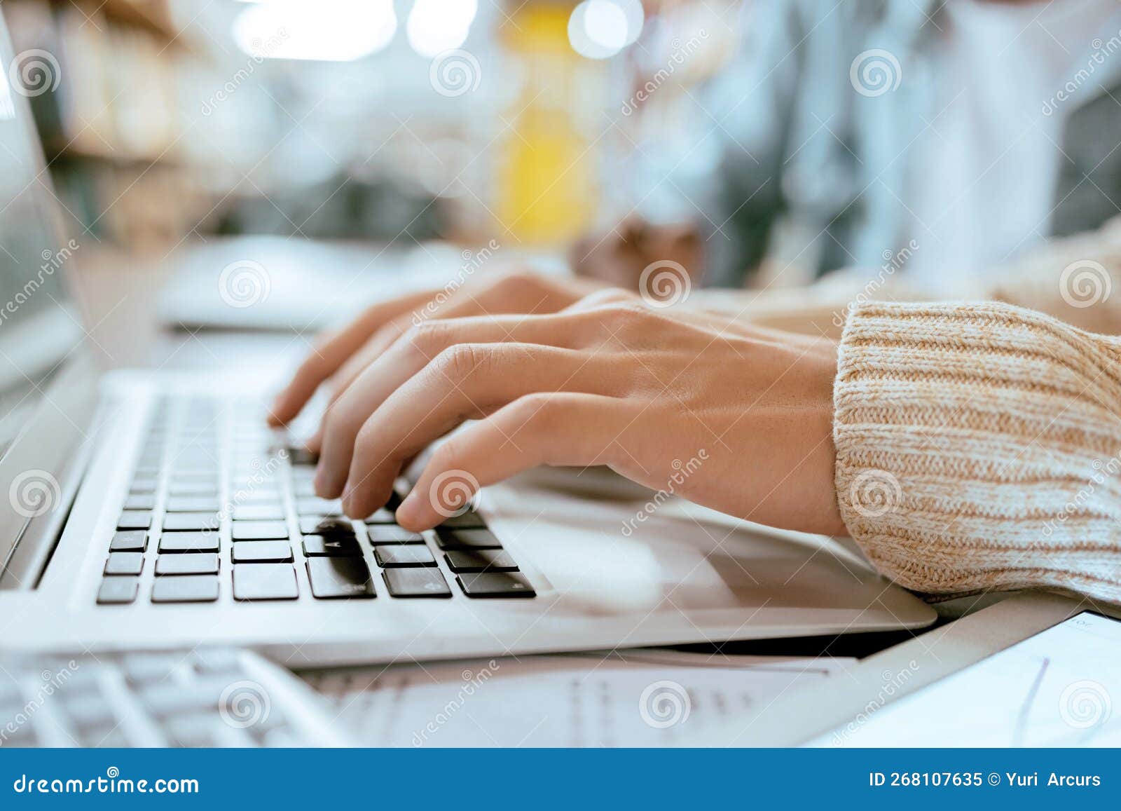 Closeup, Student Hands and Typing on Laptop at Desk for Studying ...