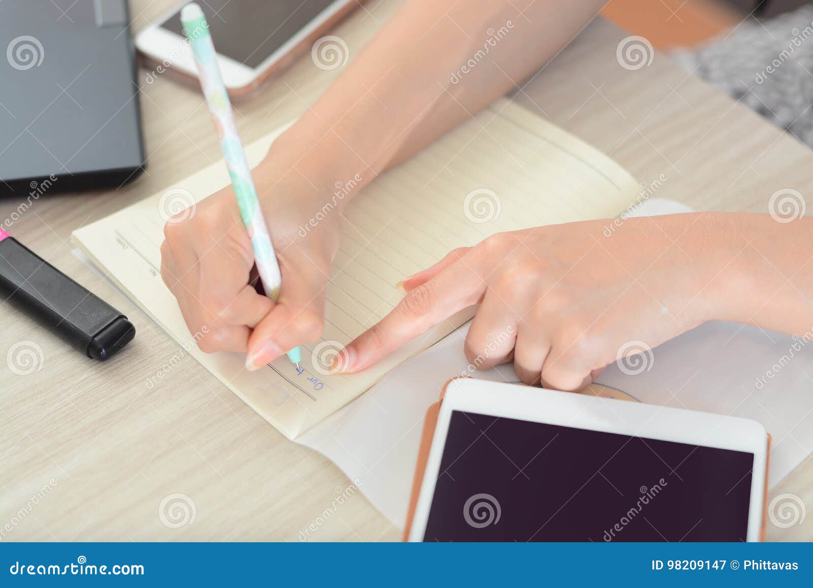 Closeup of Student Hands Writing on Paper Stock Image - Image of book ...