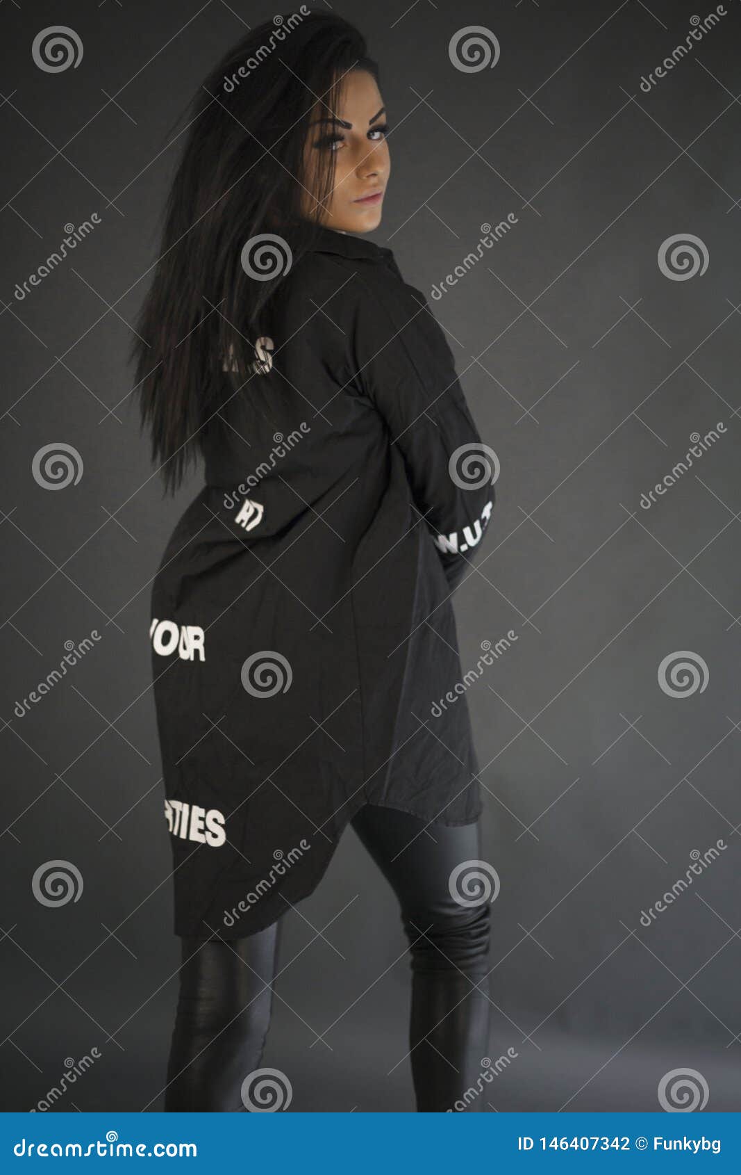 Closeup Studio Portrait Beauty Brunette Woman Wearing Black Clothes ... Closeup Studio Portrait Beauty Brunette Woman Wearing Black Clothes ...