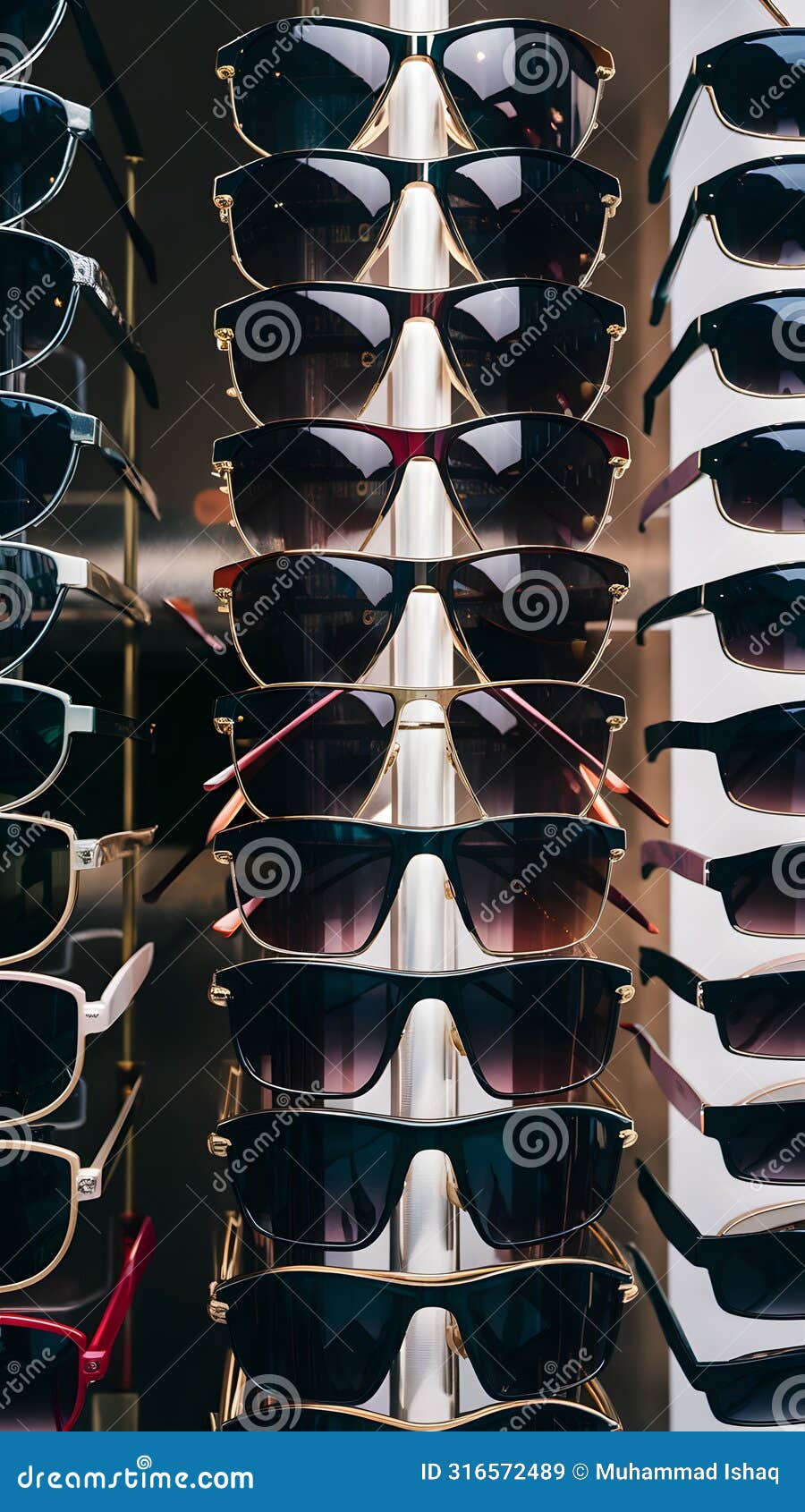Closeup of Sunglasses Displayed in Shop Window Stock Illustration ...