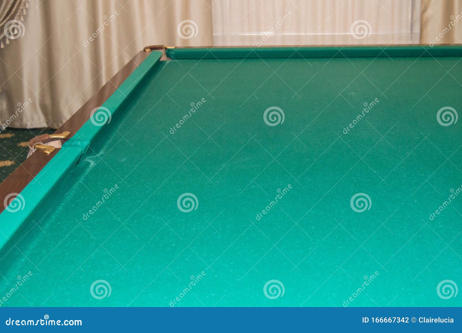 Closeup of the Surface with a Luxurious Green Baize of the Billiard ...