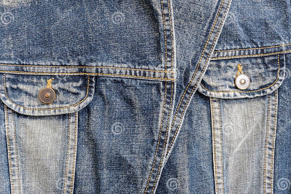 Closeup Surface Old Jean Jacket Textured Background Stock Image - Image ...