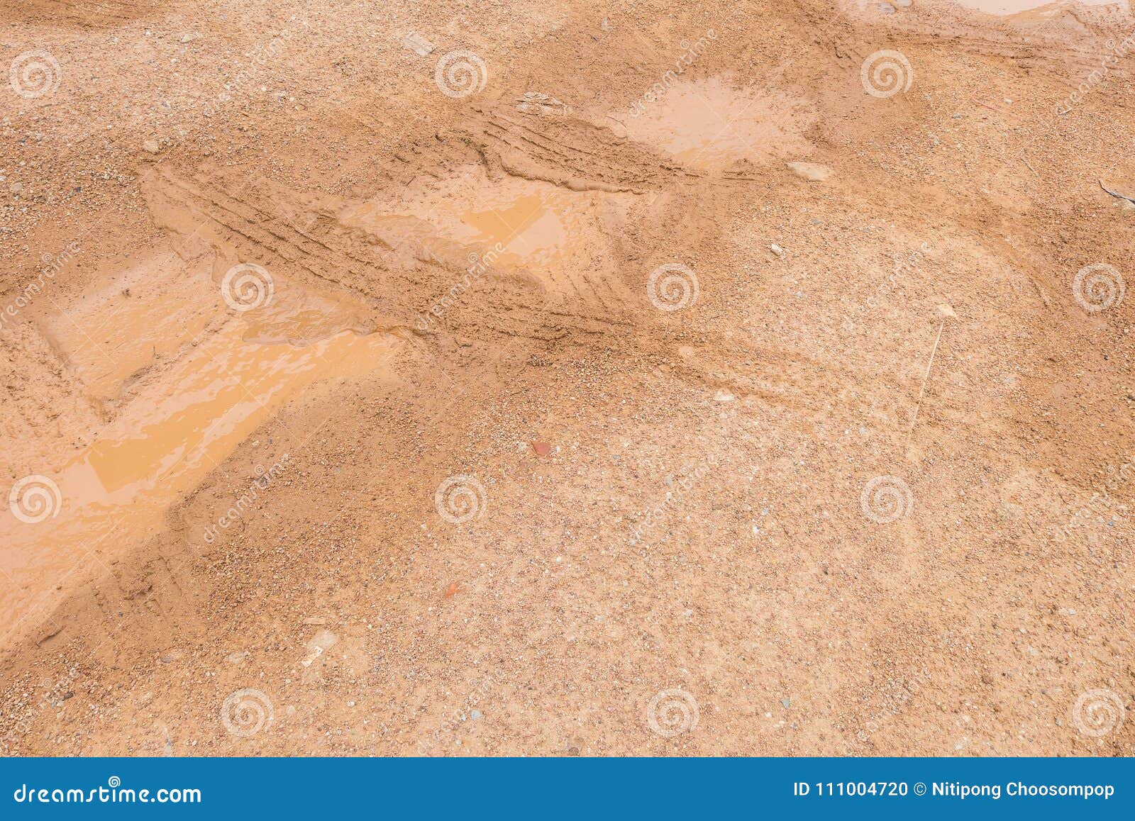 Closeup Surface Soil Ground after Rain with Tire Marks Textured ...