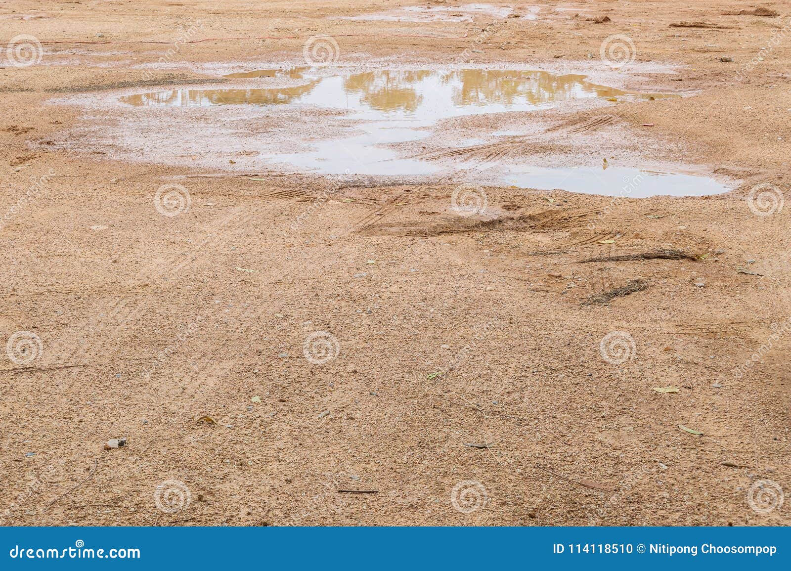 Closeup Surface Soil Ground after Rain with Tire Marks Textured ...