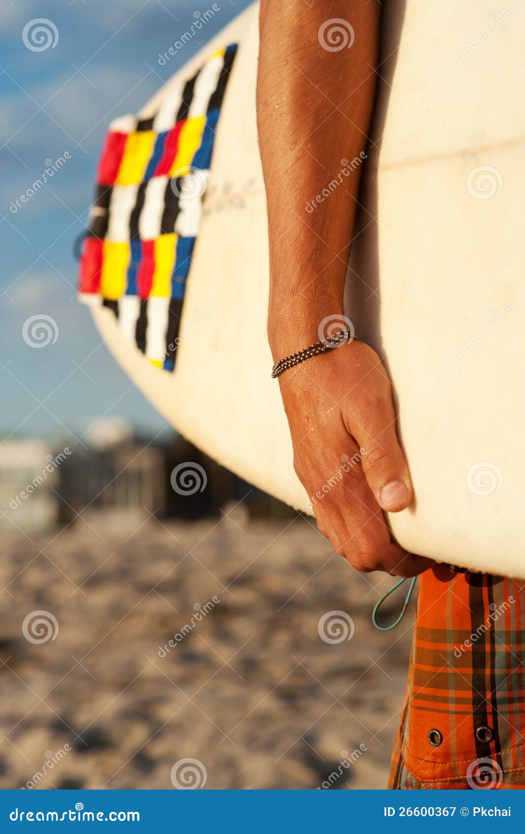 Closeup of a Surfer Holding a Surfboard Stock Image - Image of male ...
