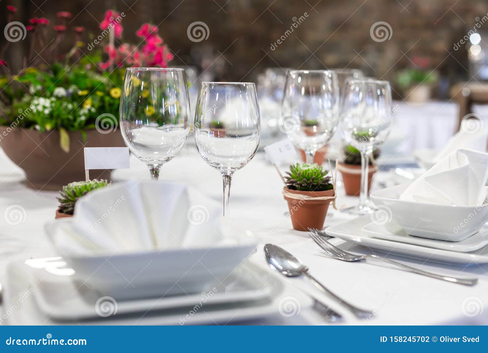 Closeup of a Table at the Dining Hall Stock Photo - Image of white ...
