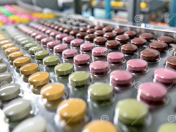 A Closeup of a Tablet Coating Process Showing the Final Steps in Solid ...