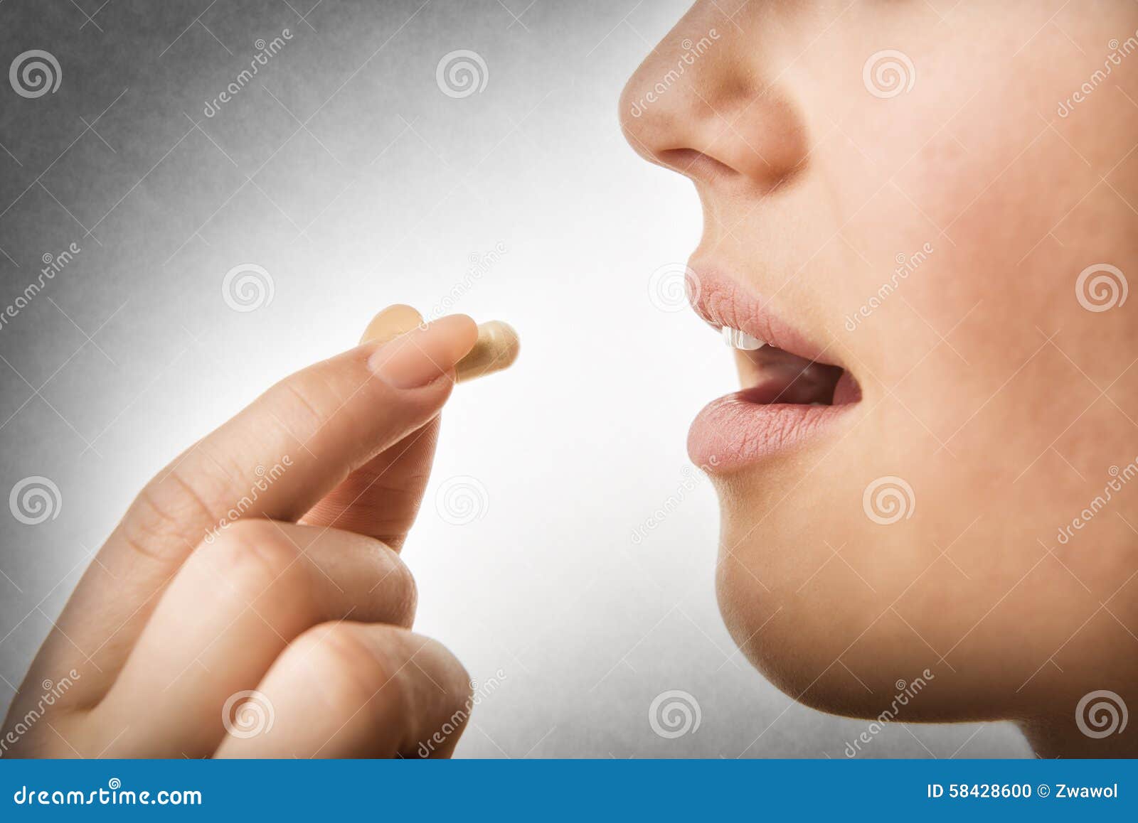 Closeup taking pill stock photo. Image of pain, healthy - 58428600