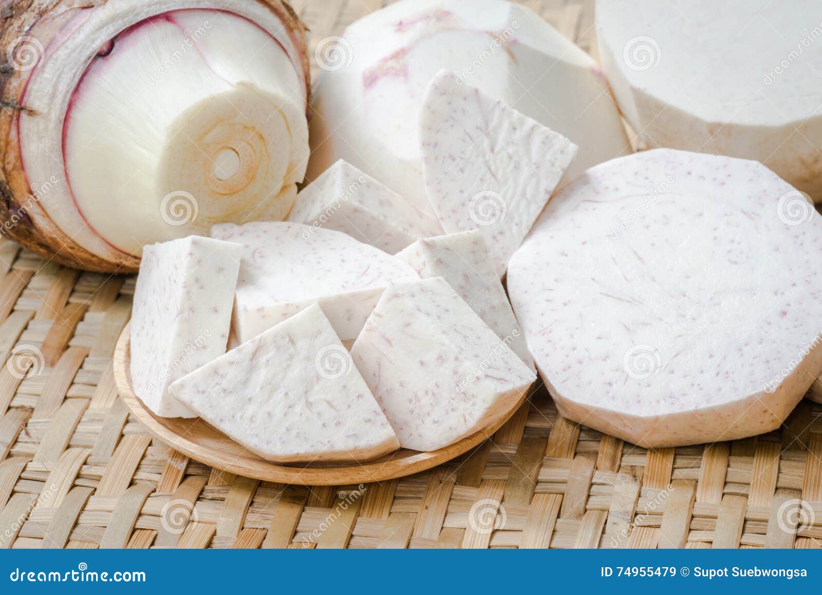 Closeup taro root slice stock image. Image of colocasia - 74955479