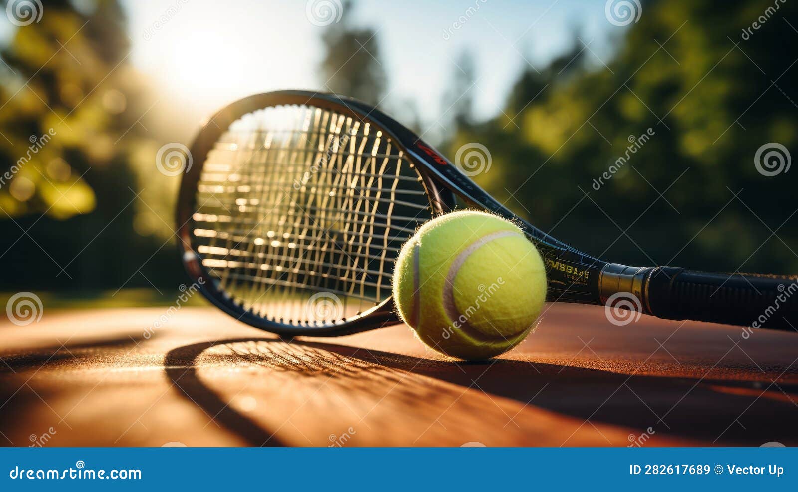 Closeup of Tennis Ball Hitting Racket. Generative AI. Stock ...
