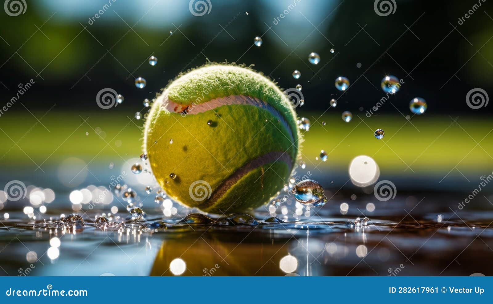 Closeup of Tennis Ball Hitting Racket. Generative AI. Stock ...