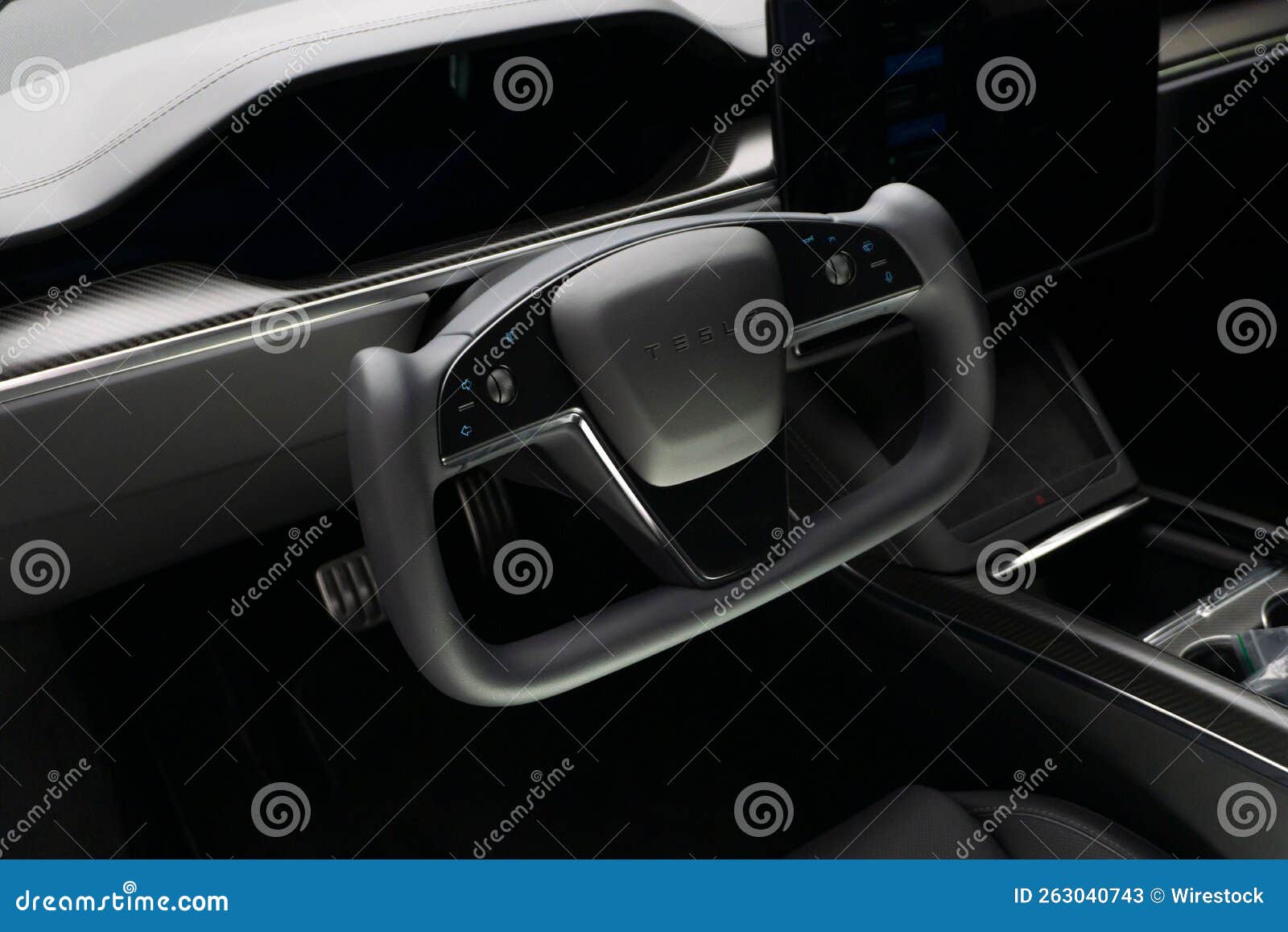 Closeup Of Steering Wheel Start Stop Button Of Red Audi R8 Sport Plus ...