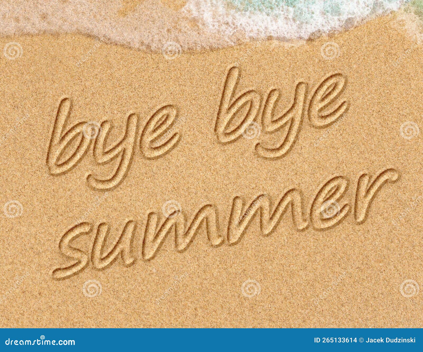 Closeup of a Text Bye, Bye Summer Written in it, on the Sand of a Beach ...
