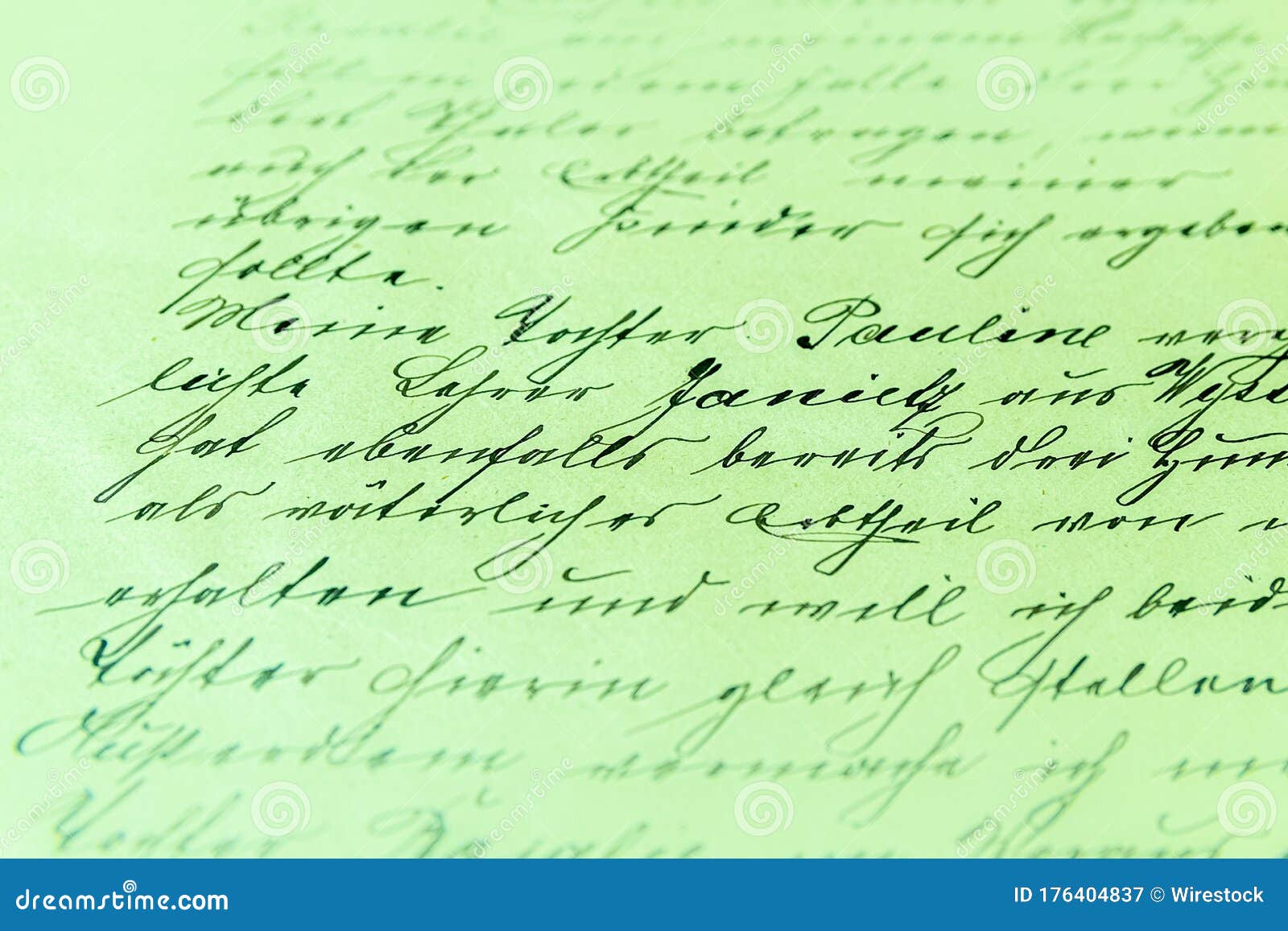 Closeup of a Text Written with Fancy Handwriting in a Diary Under the ...