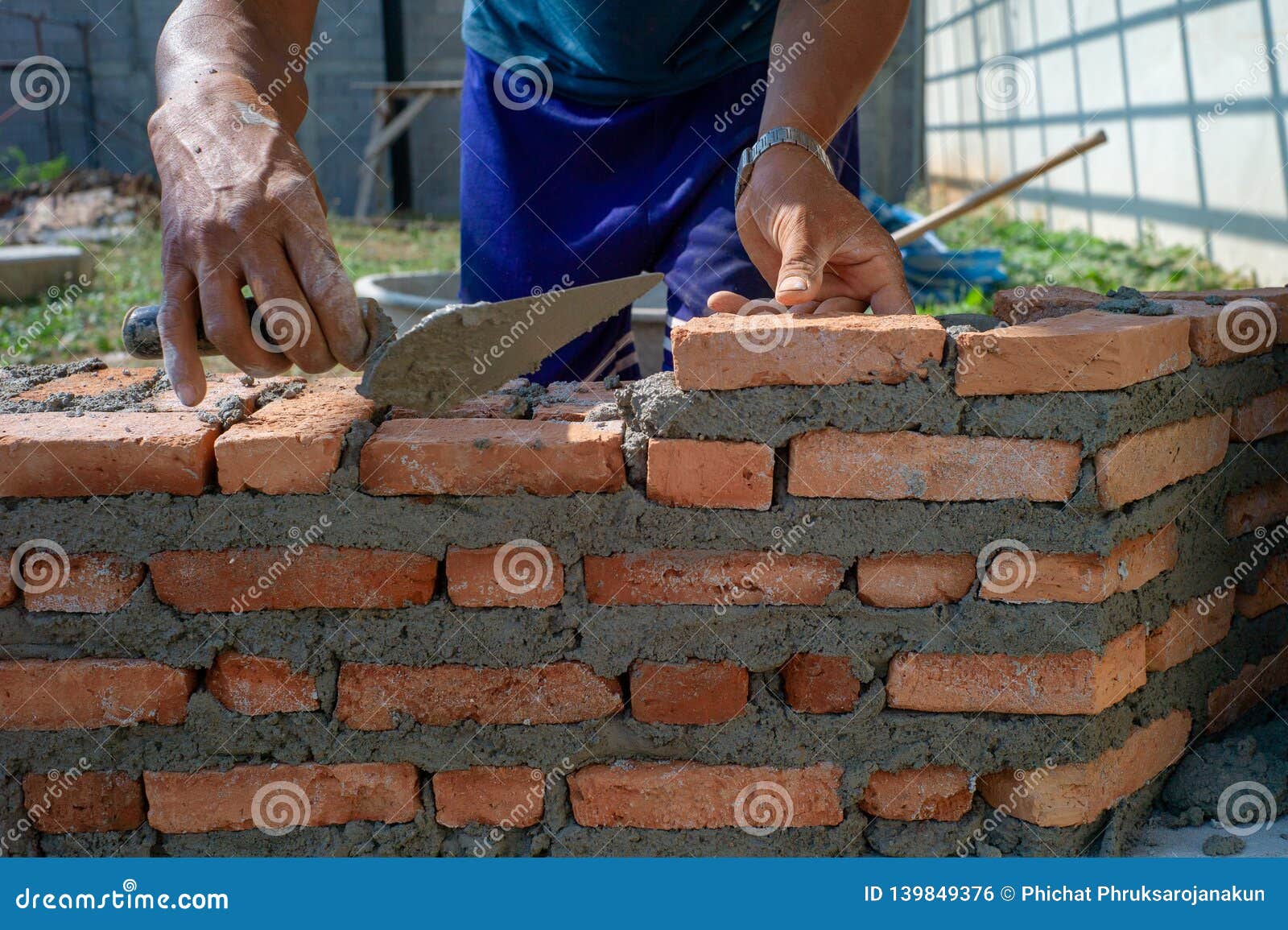 Closeup Texture and Background of Orange Bricklayers Installed by ...