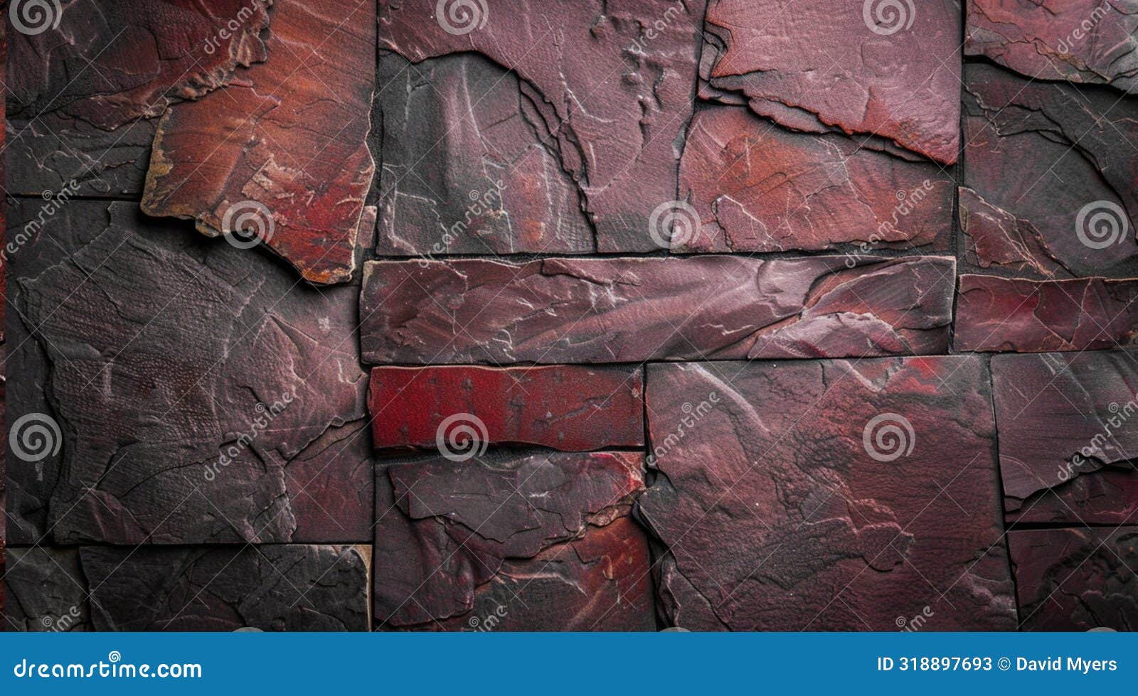 A Closeup of the Texture on Dark Red Flat Square Stone Tiles Stock ...