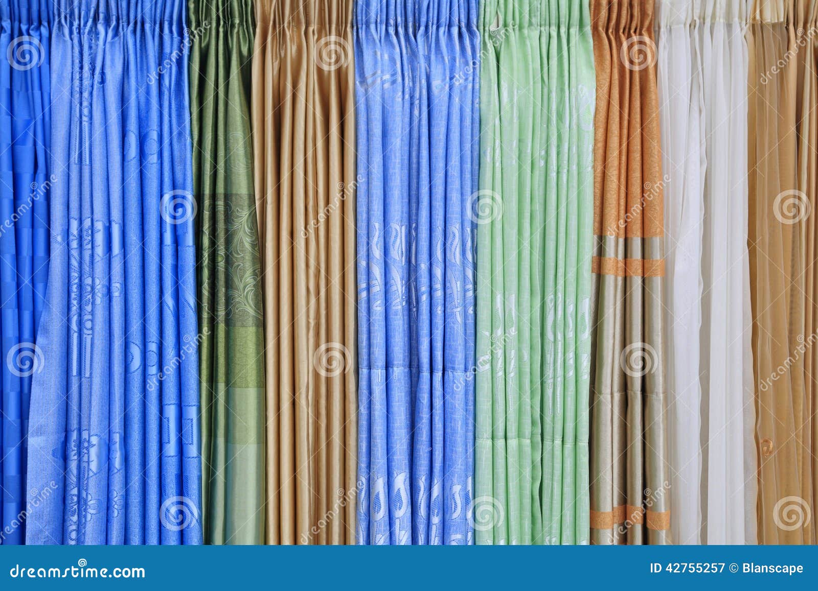 Closeup Texture of Design Colorful Curtain Fabrics Stock Image - Image ...