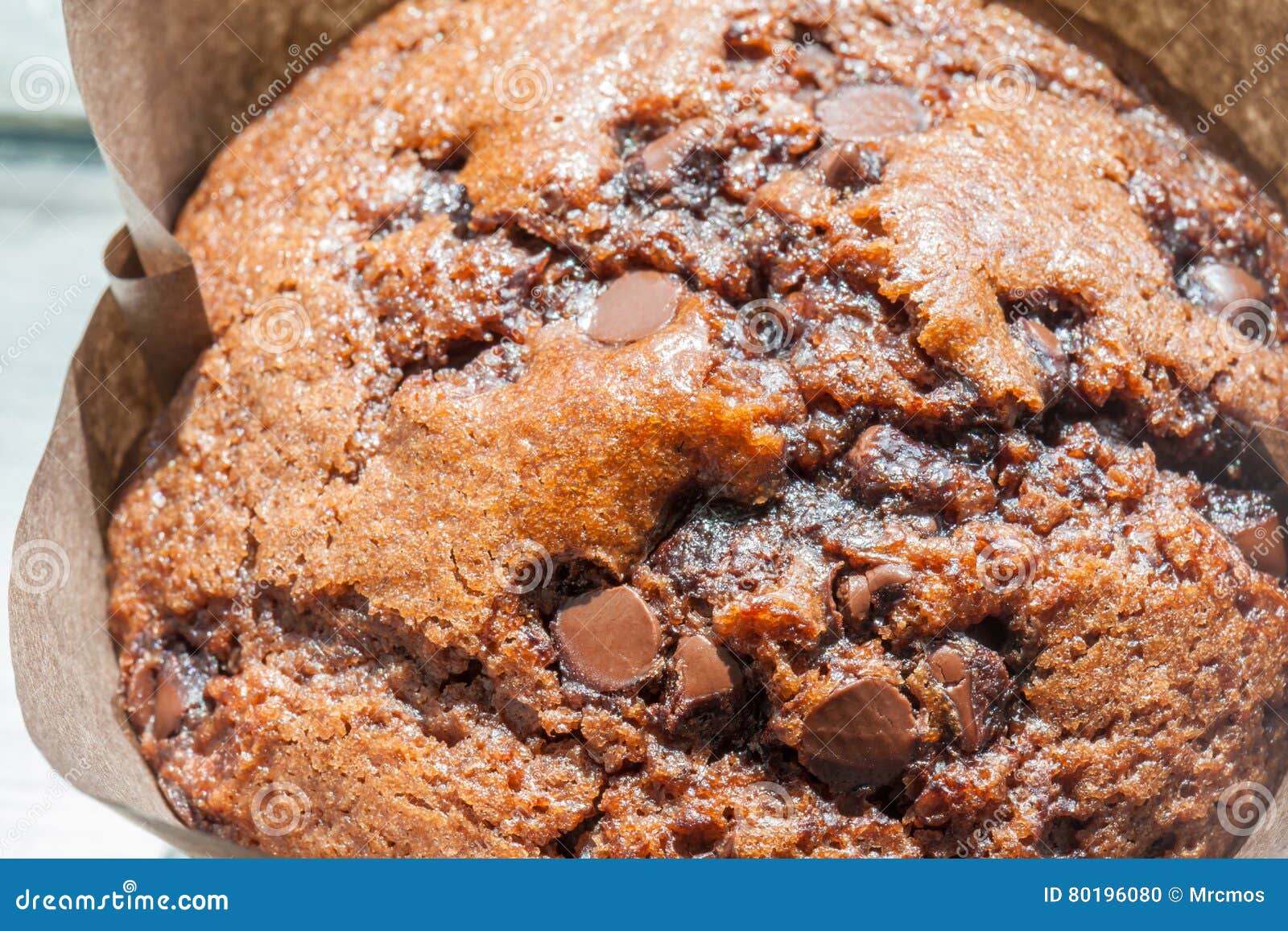Closeup Texture of Freshly Baked Chocolate Chip Muffins. Stock Photo ...
