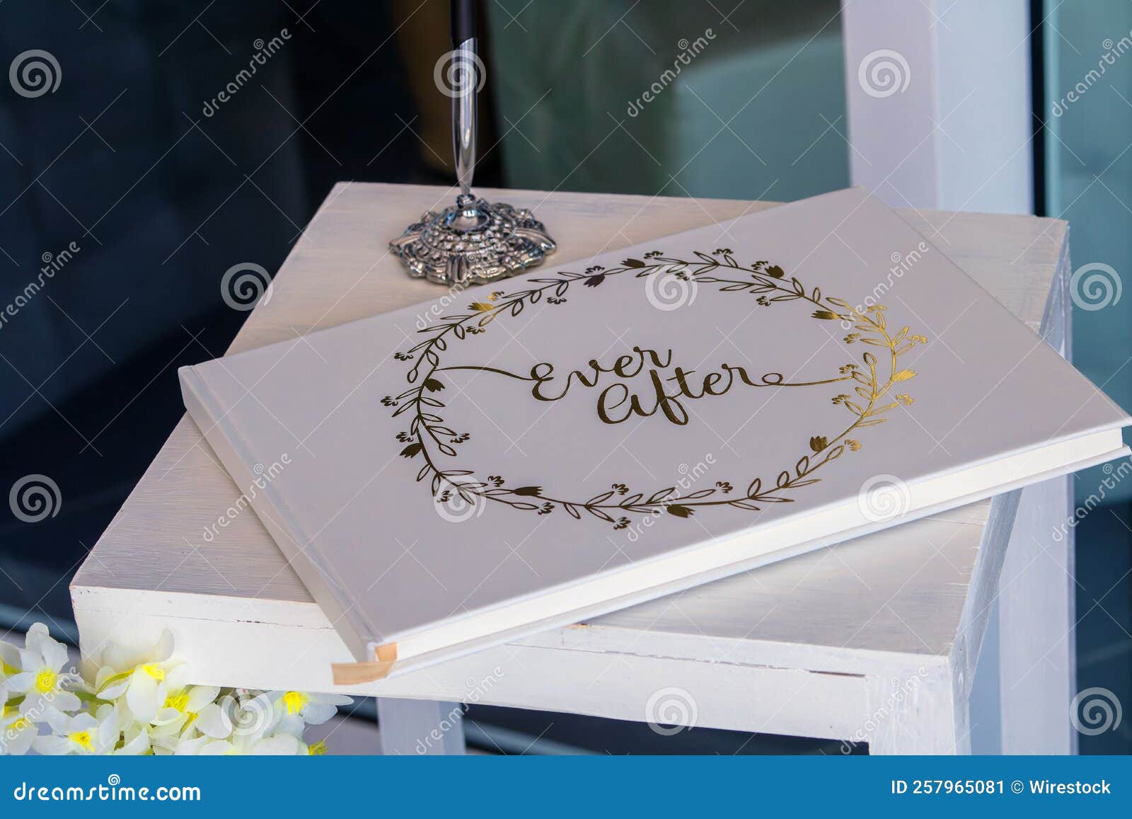 Closeup of a Thematic Notebook with the Writing "Ever after" Stock ...