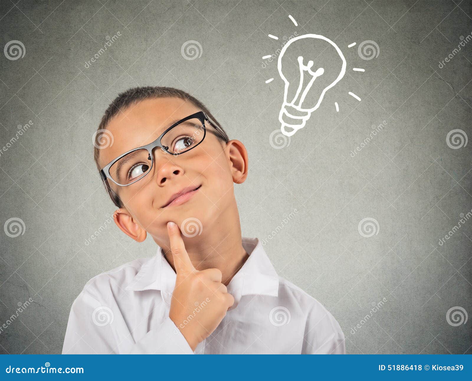 Thinking Child With Rubber Gloved Finger On Chin Stock Photography ...