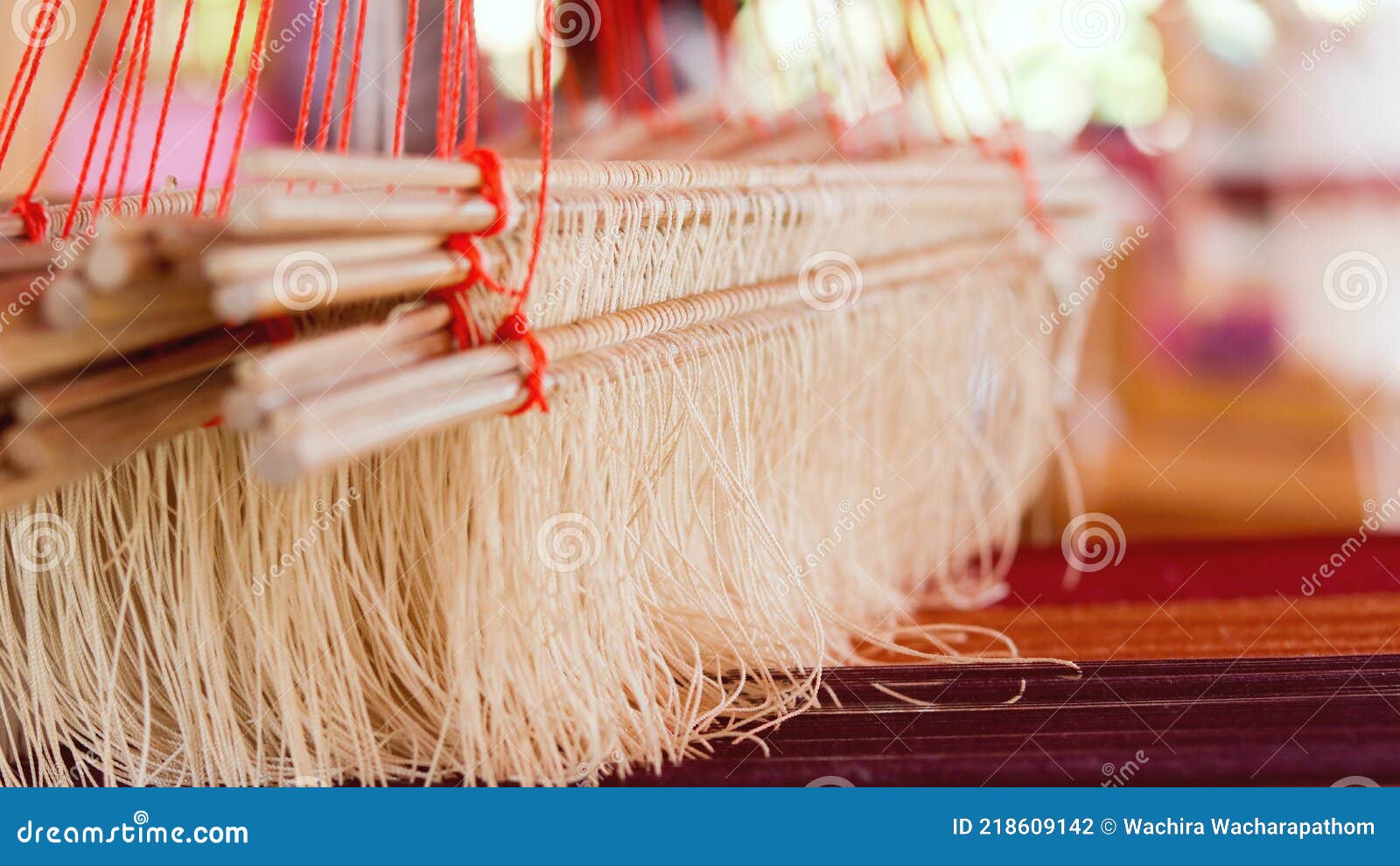 Closeup Thread of Ancient Weaving Loom. Stock Photo - Image of material ...
