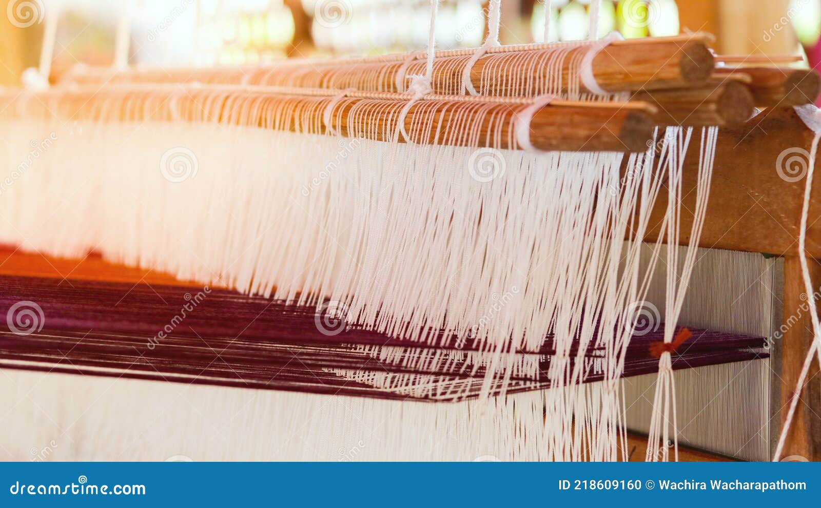 Closeup Thread of Ancient Weaving Loom. Stock Photo - Image of ...