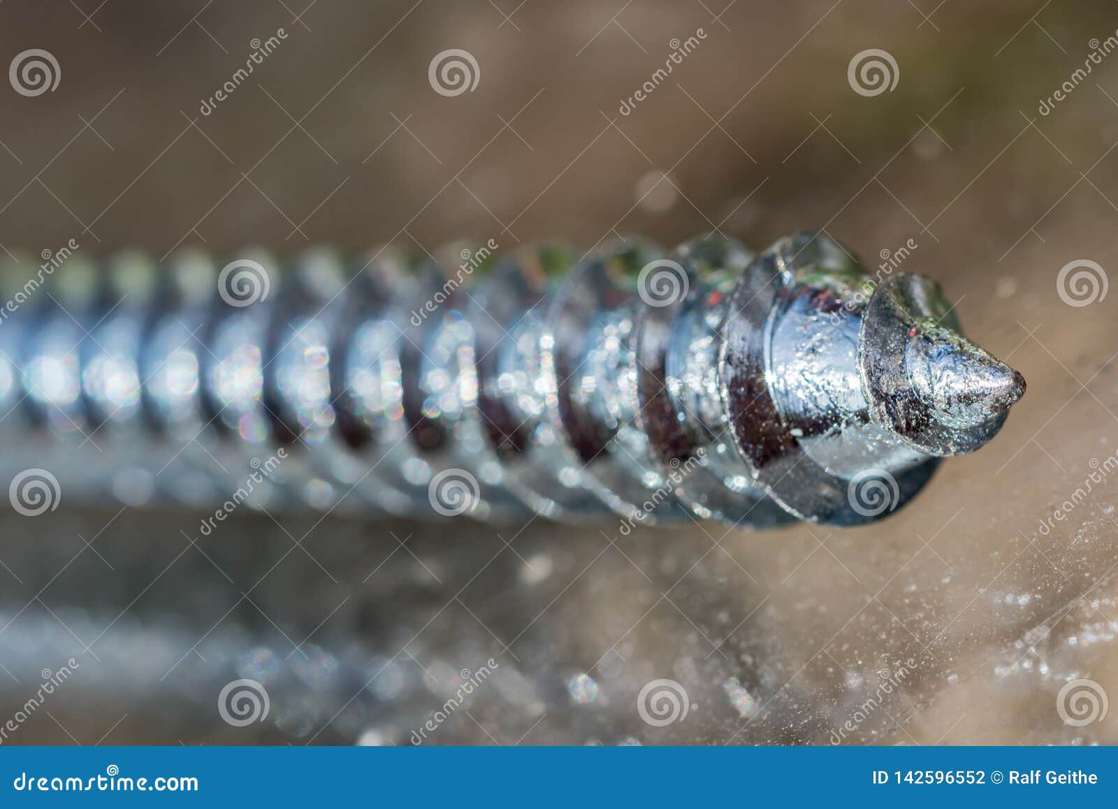 Closeup of the Thread of a Galvanized Wood Stock Photo - Image of ...