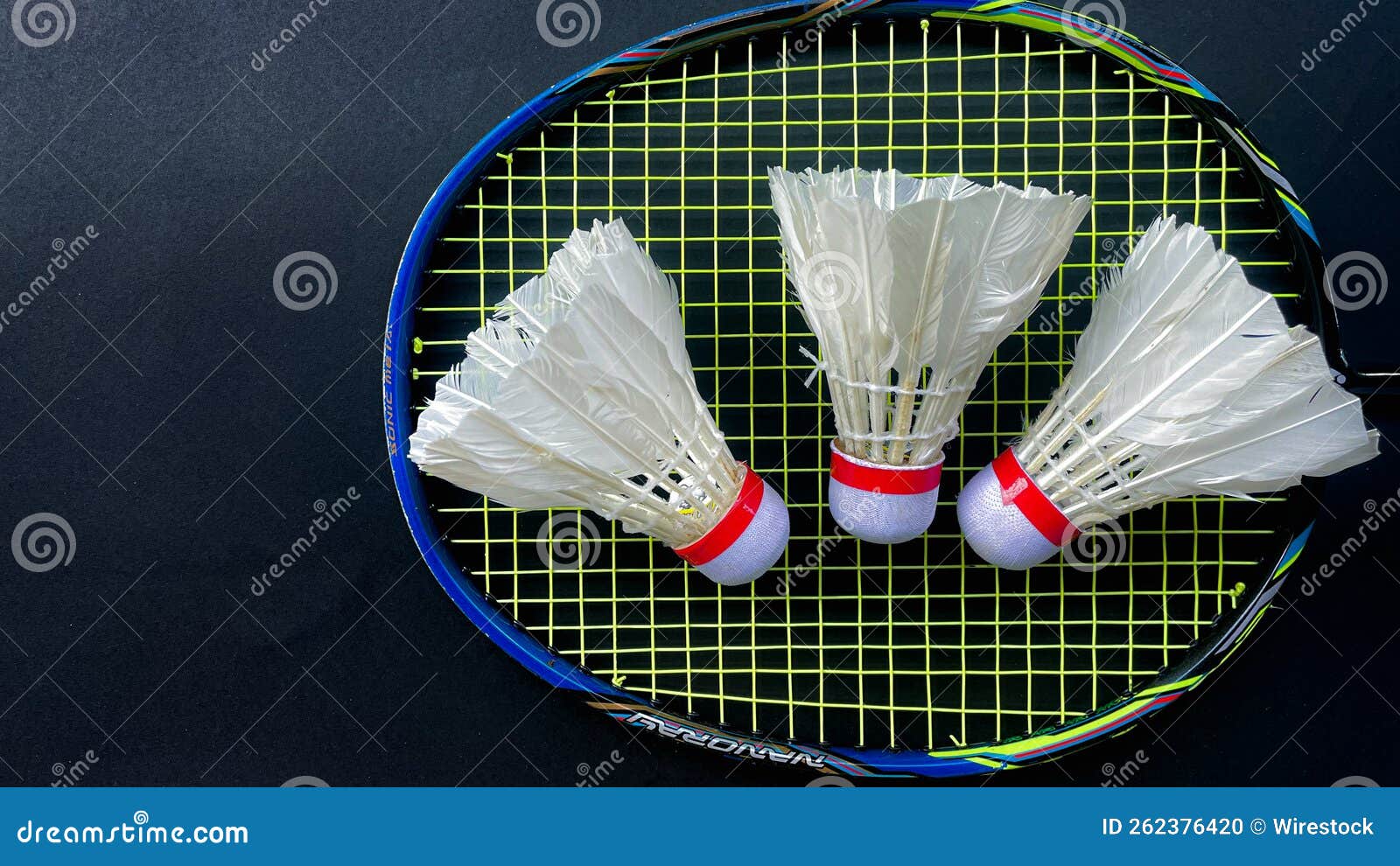 Closeup of Three Badminton Shuttlecocks on a Black Surface Stock Photo ...