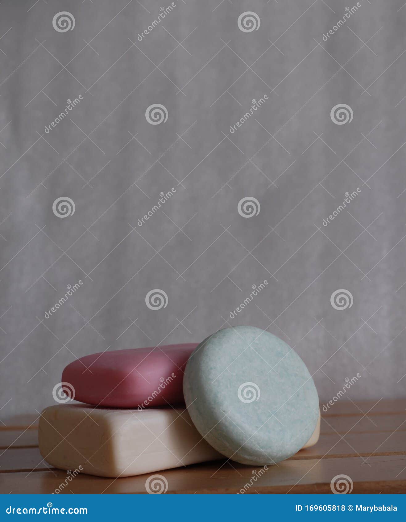 Closeup of three bar soaps stock photo. Image of lifestyle - 169605818