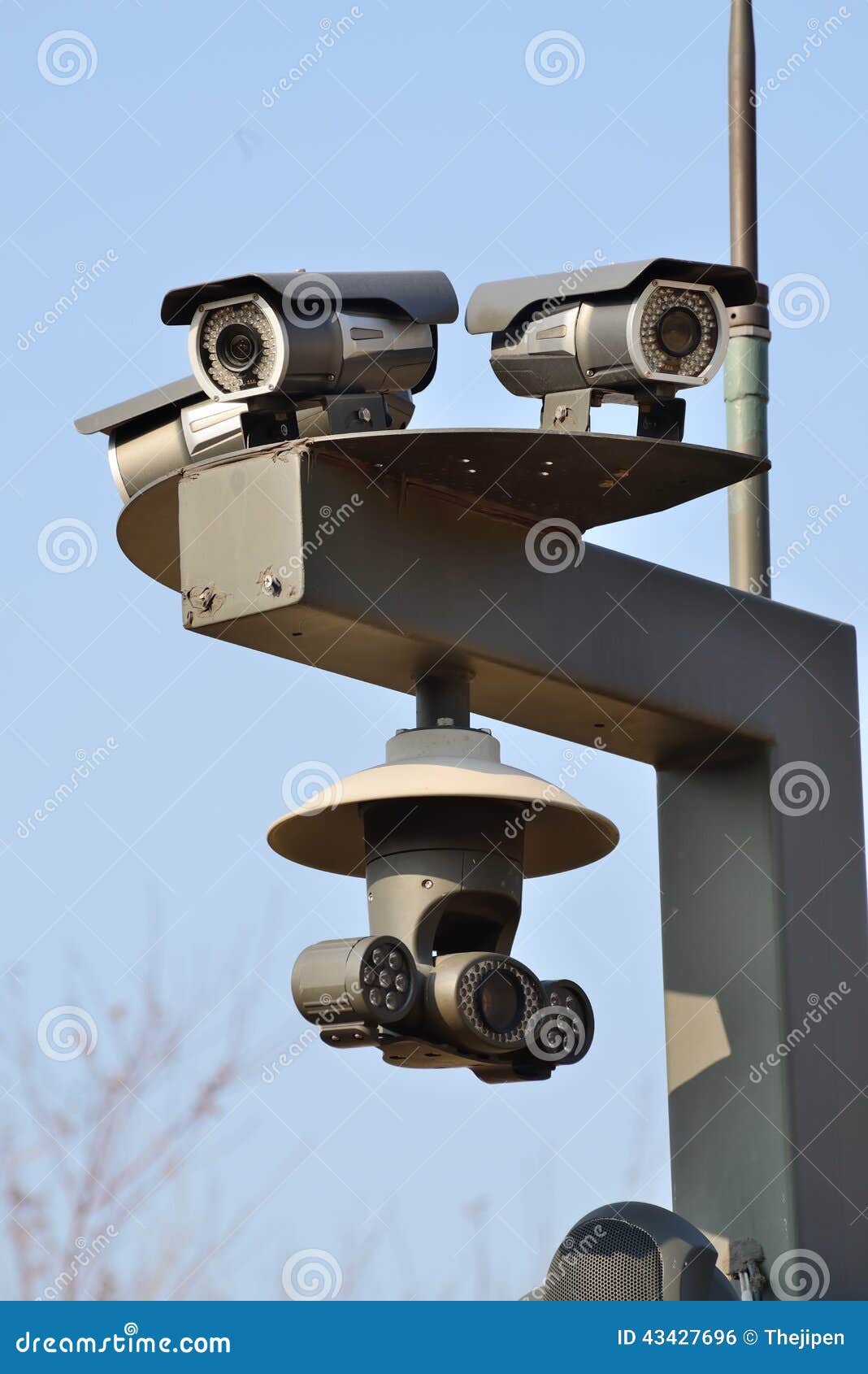 Closeup of Three Infrared CCTV Stock Photo - Image of monitoring ...