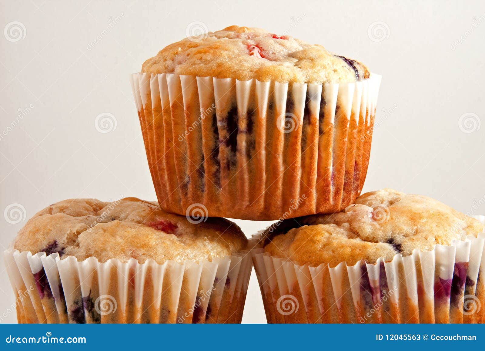 Closeup of Three Muffins stock image. Image of strawberry - 12045563