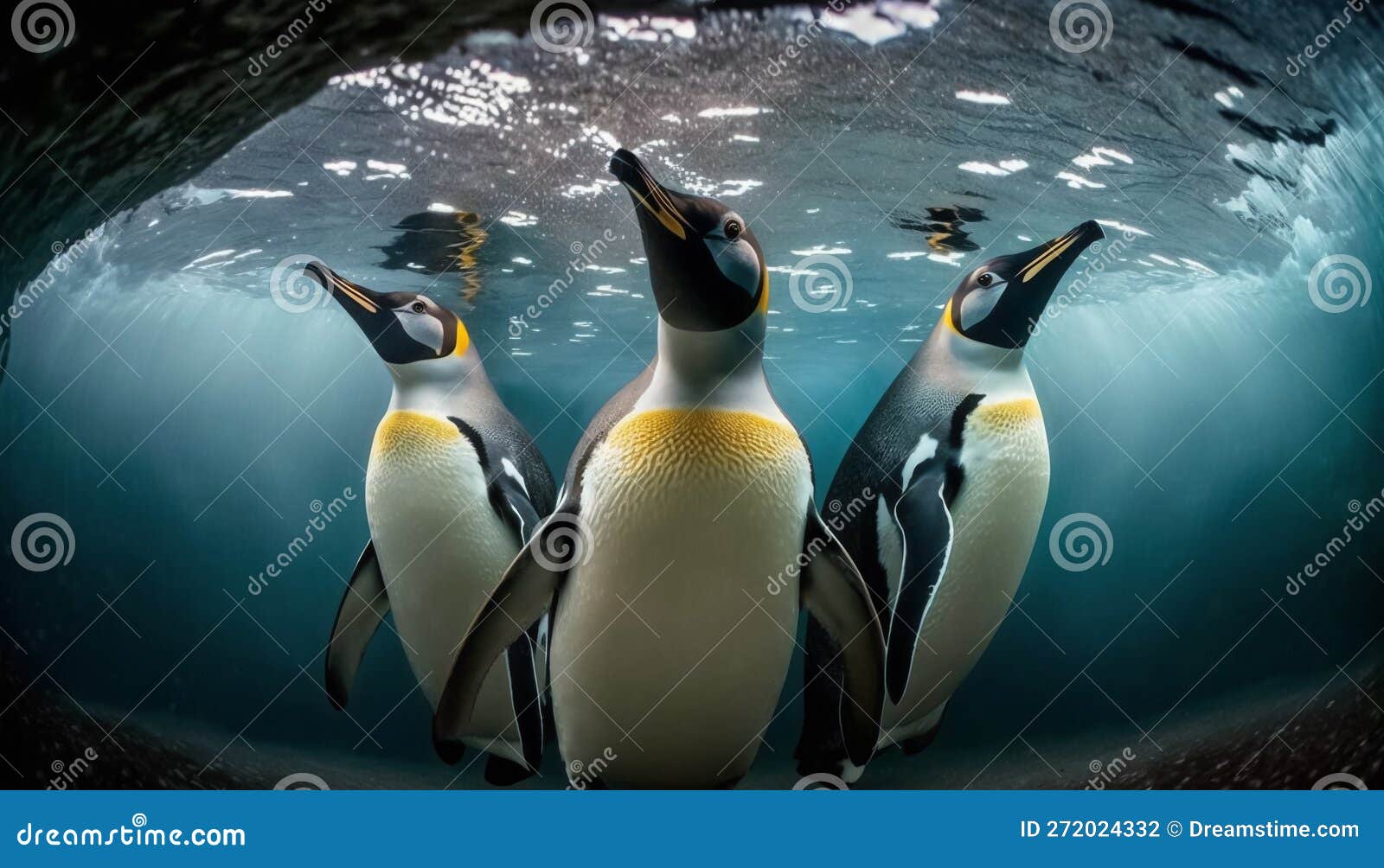 Closeup of Three Penguins - Generative AI Illustration Stock ...