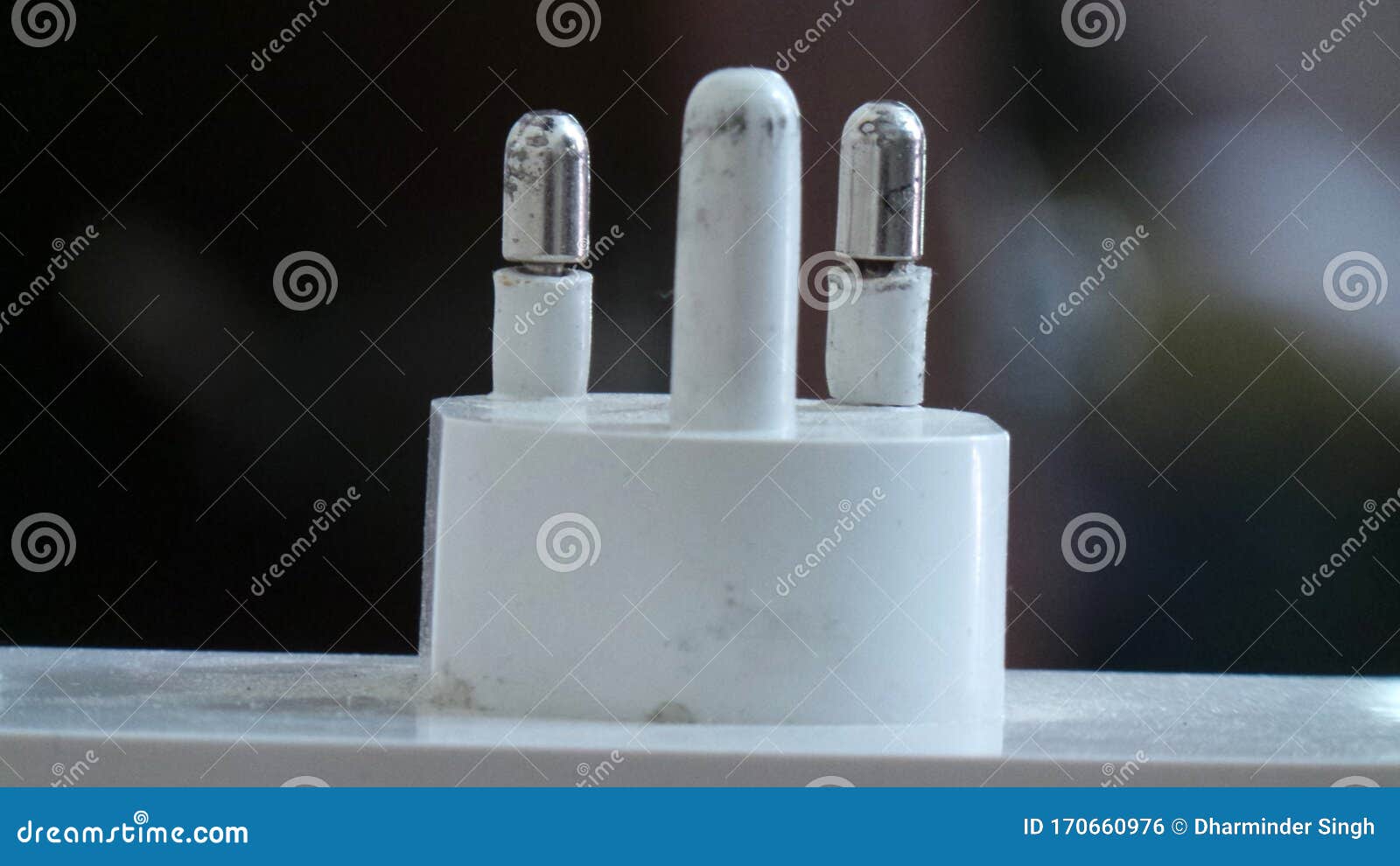 Closeup of three pin plug stock photo. Image of closeup - 170660976