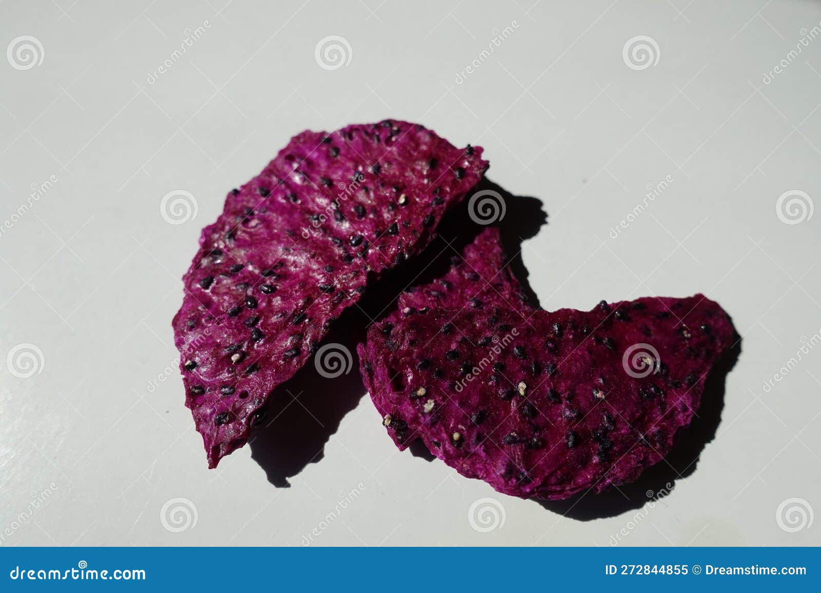 Closeup of Three Purple Crispy Dried Dragon Fruit Chips Stock Image ...