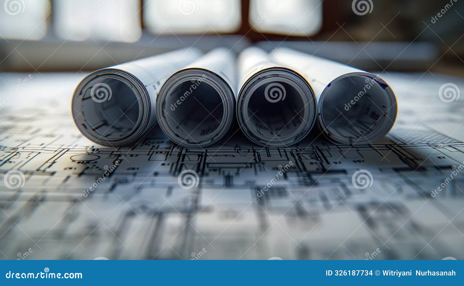 Rolled Up Blueprints stock illustration. Illustration of civil - 326187734