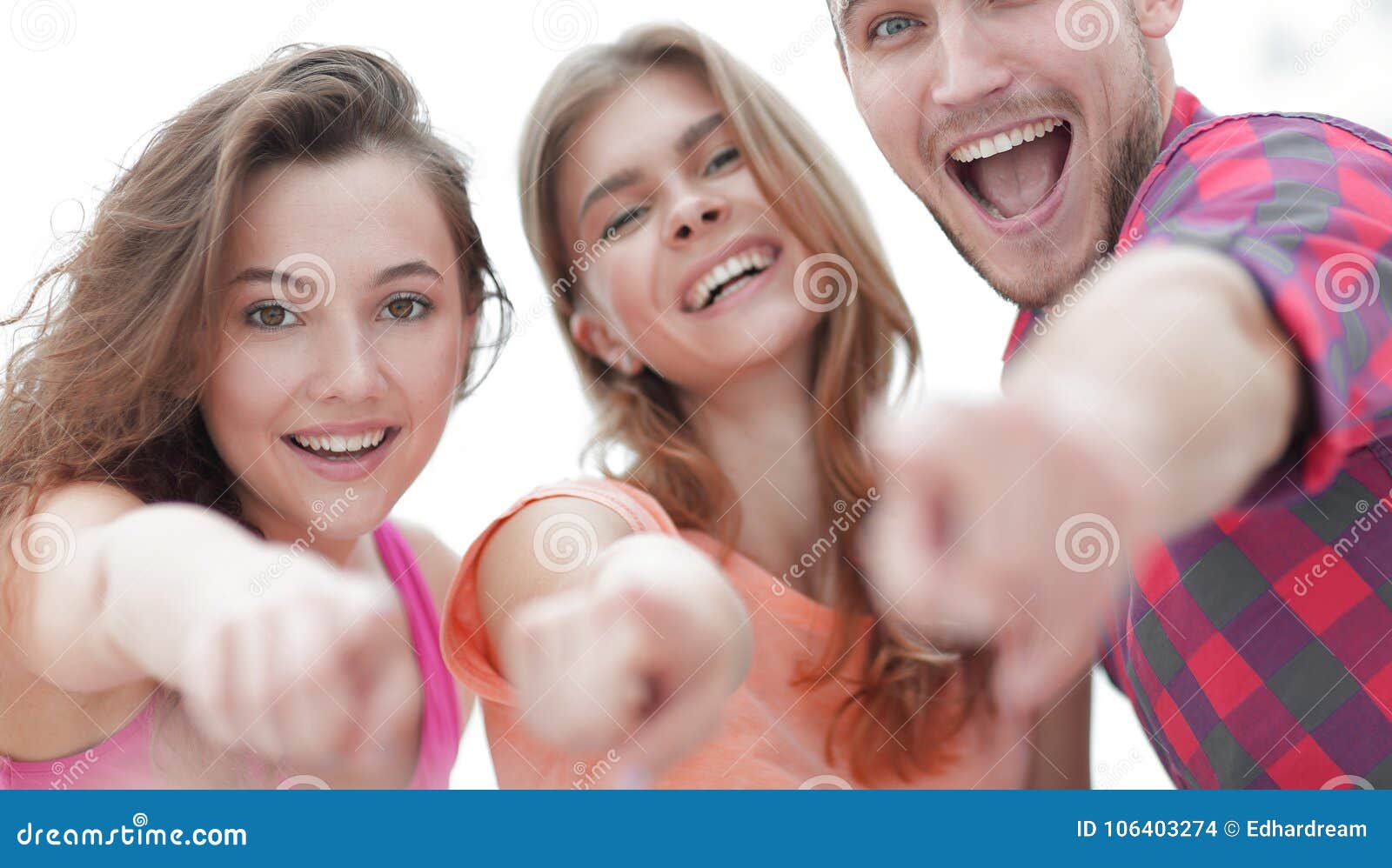 Closeup of Three Young People Showing Hands Forward Stock Photo - Image ...