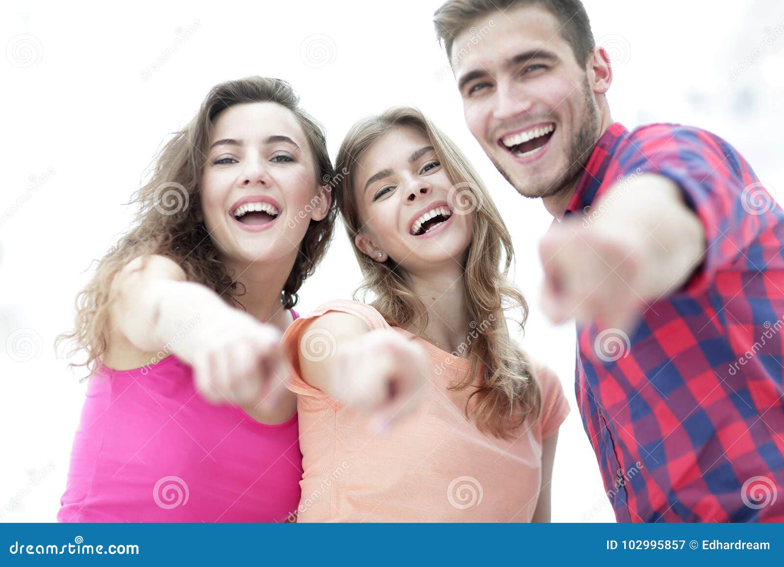 Closeup of Three Young People Showing Hands Forward Stock Image - Image ...